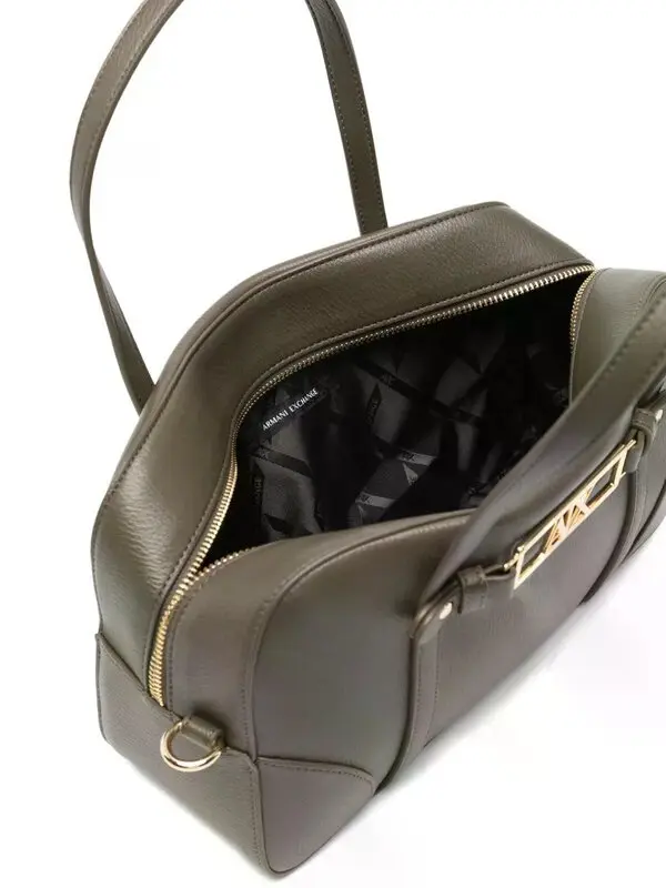 Armani Exchange Leather Tote Bag With Logo Plaque