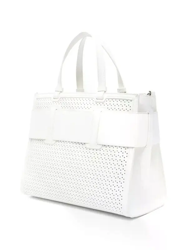 Armani Exchange Perforated Logo-plaque Tote - White