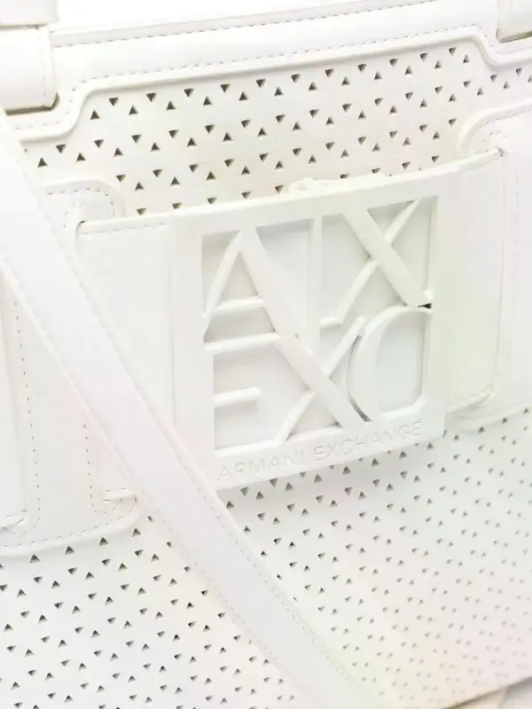 Armani Exchange Perforated Logo-plaque Tote - White
