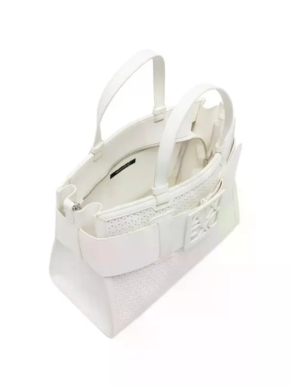 Armani Exchange Perforated Logo-plaque Tote - White