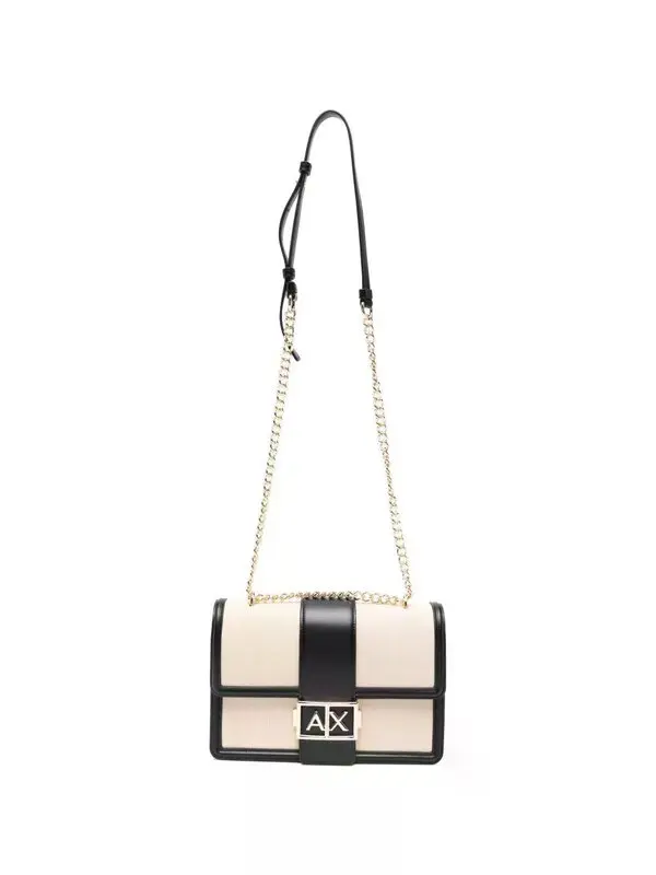 Armani Exchange Logo-plaque Panelled Crossbody Bag - Neutrals