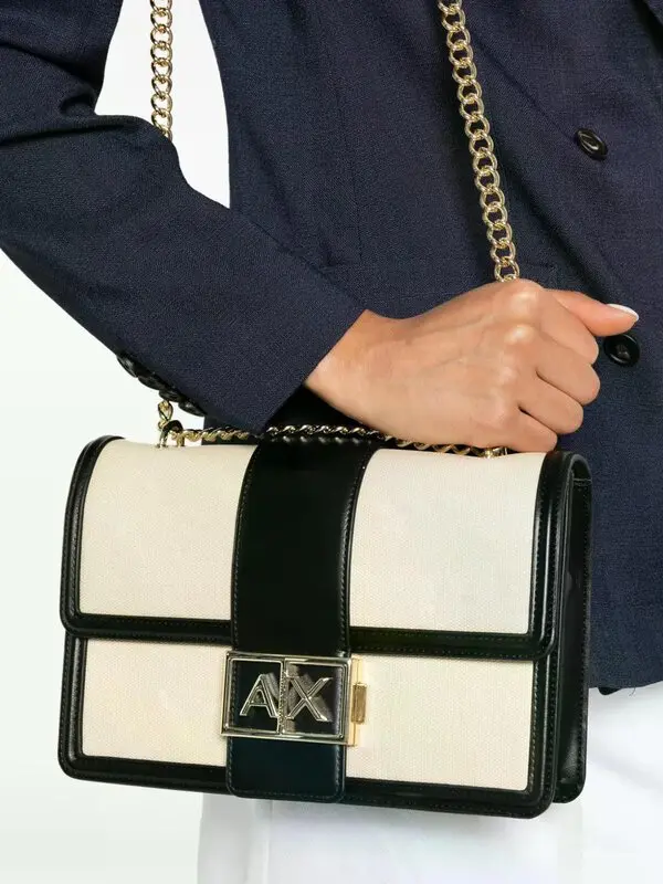 Armani Exchange Logo-plaque Panelled Crossbody Bag - Neutrals