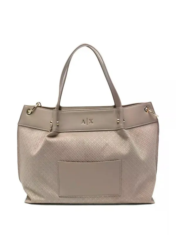 Armani Exchange Monogram-embossed Leather Tote Bag