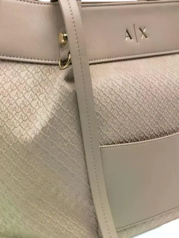Armani Exchange Monogram-embossed Leather Tote Bag
