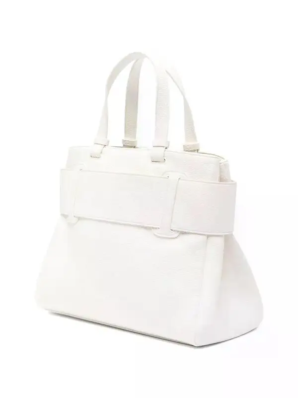 Armani Exchange Logo-plaque Pebbled Leather Tote Bag - White