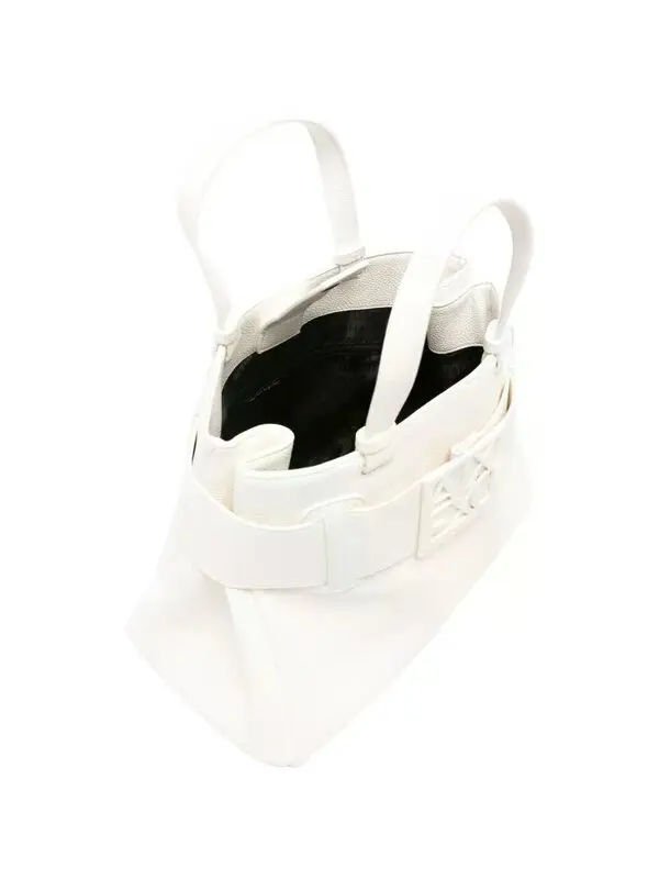 Armani Exchange Logo-plaque Pebbled Leather Tote Bag - White