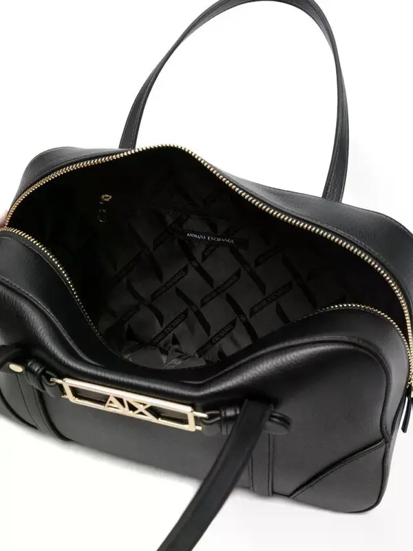 Armani Exchange Leather Tote Bag With Logo Plaque