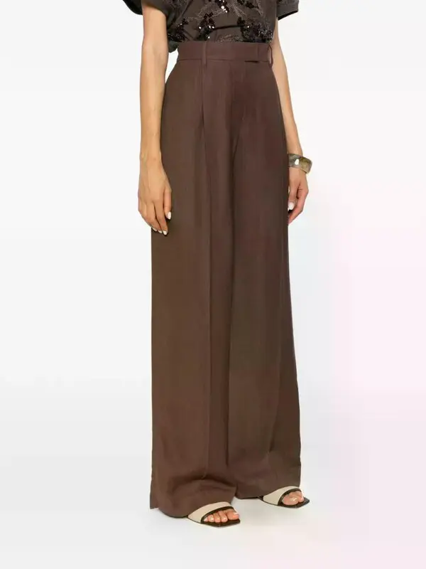 Brunello Cucinelli Pleated Wide Leg Trousers - Brown