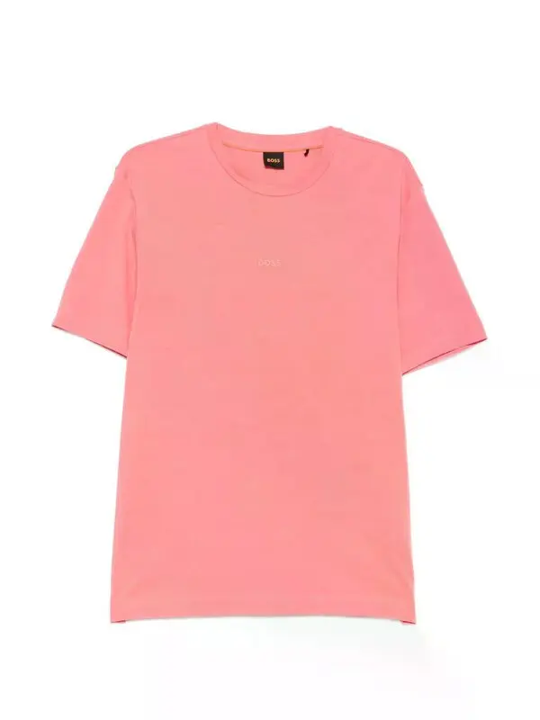 BOSS Stretch-cotton T-shirt With Contrast Logo - Pink