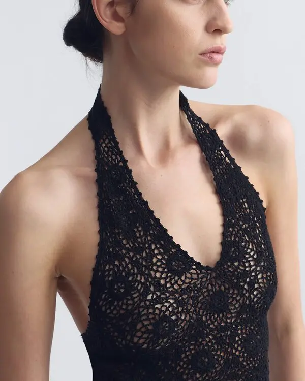 NILI LOTAN Ventura Halter Crochet Sweater