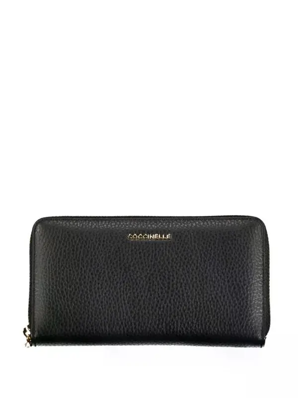 COCCINELLE Large Pebbled Leather Wallet - Black