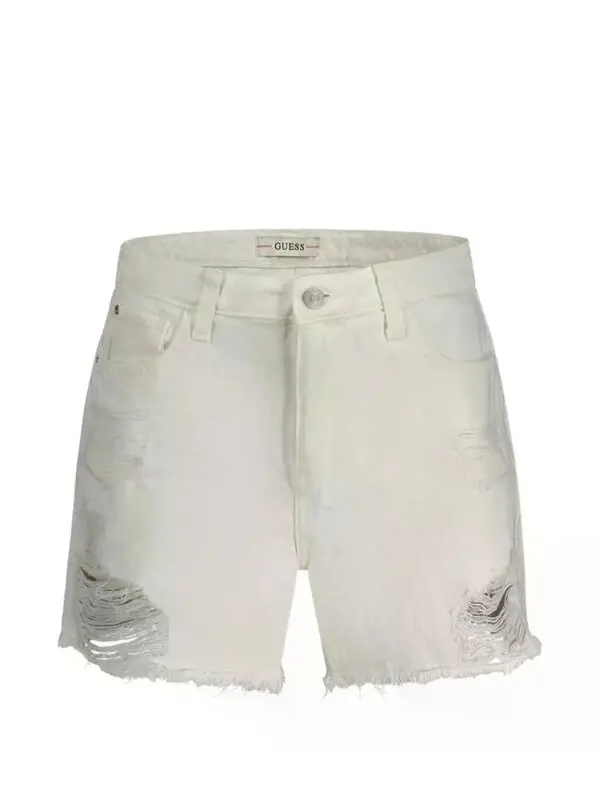 Guess Distressed Frayed Mini Shorts - White