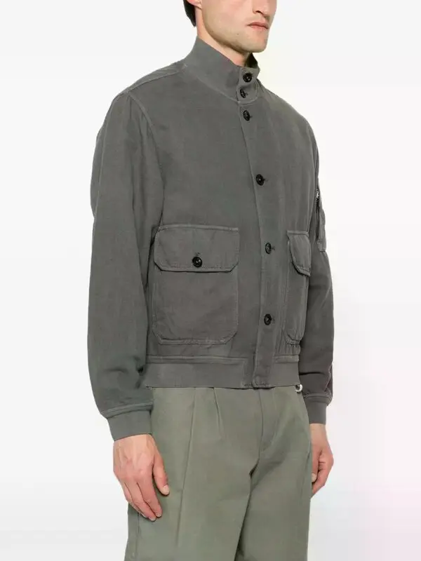 C.P. COMPANY Gunmetal Gray Broken Twill Lens Bomber Jacket - Grey