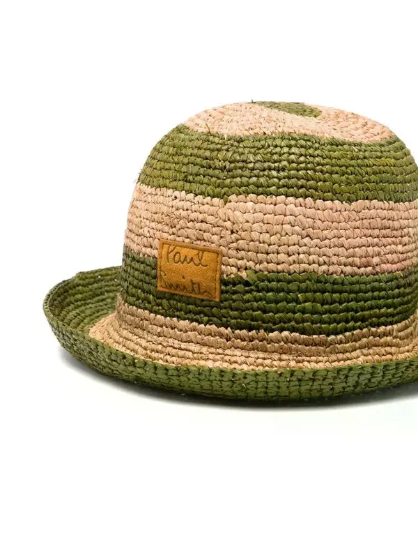 Paul Smith Striped Raffia Hat - Green