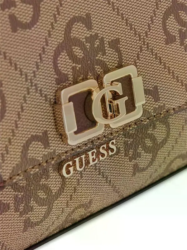 Guess Monogram Shoulder Bag - Brown