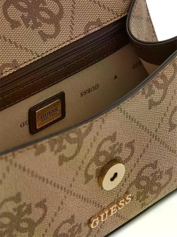 Guess Monogram Shoulder Bag - Brown