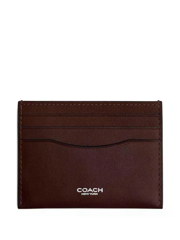 COACH Logo Leather Card Holder - Brown