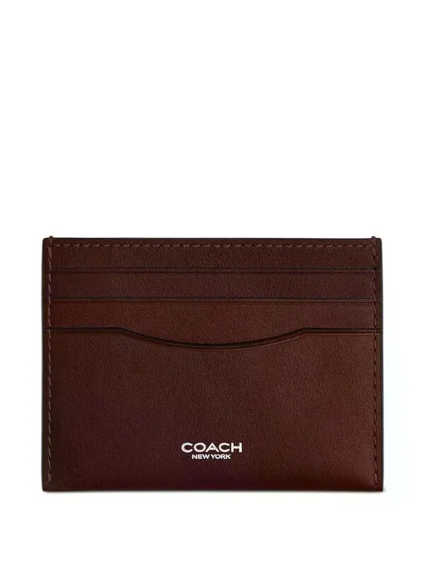 COACH Logo Leather Card Holder - Brown