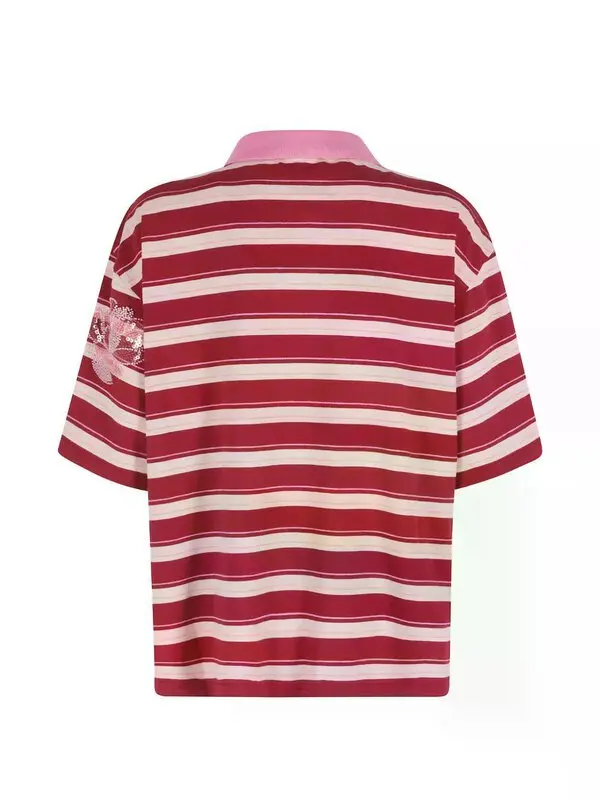 ISABELLE BLANCHE Embellished Striped Polo Shirt