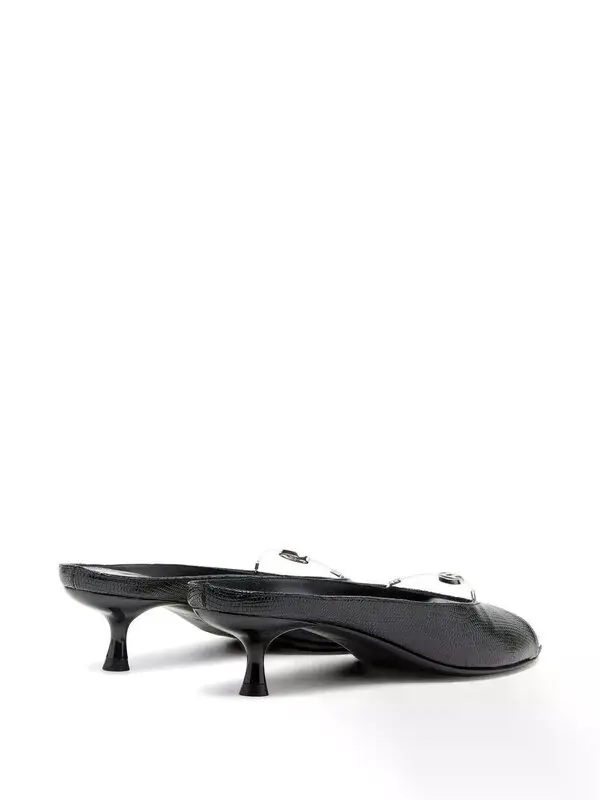 DIESEL® D-diam's Lizard-effect Heeled Mules - Black