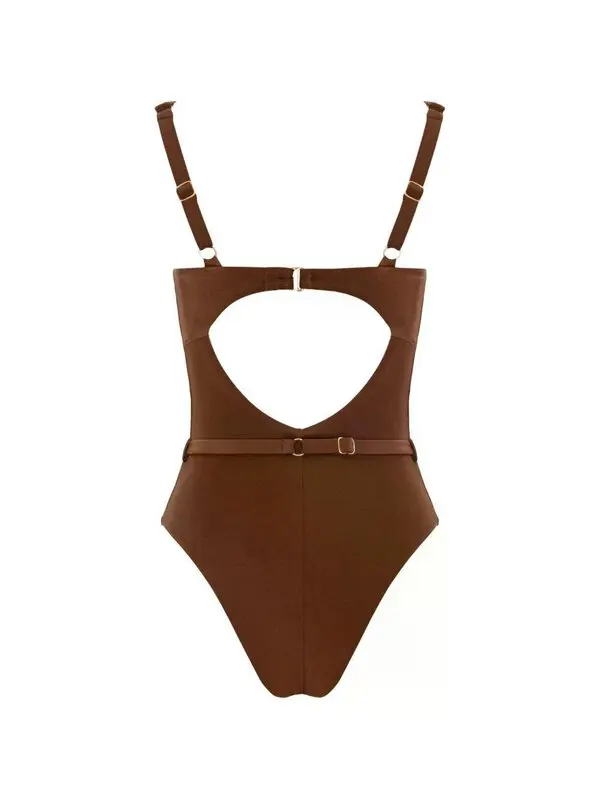 NOIRE SWIMWEAR Seashell-belt One-piece Swimsuit - Brown