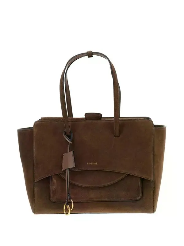 HIDESINS Large Flap Suede Tote Bag - Brown