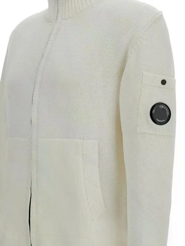 C.P. COMPANY Logo-detail Zip-up Cardigan - White