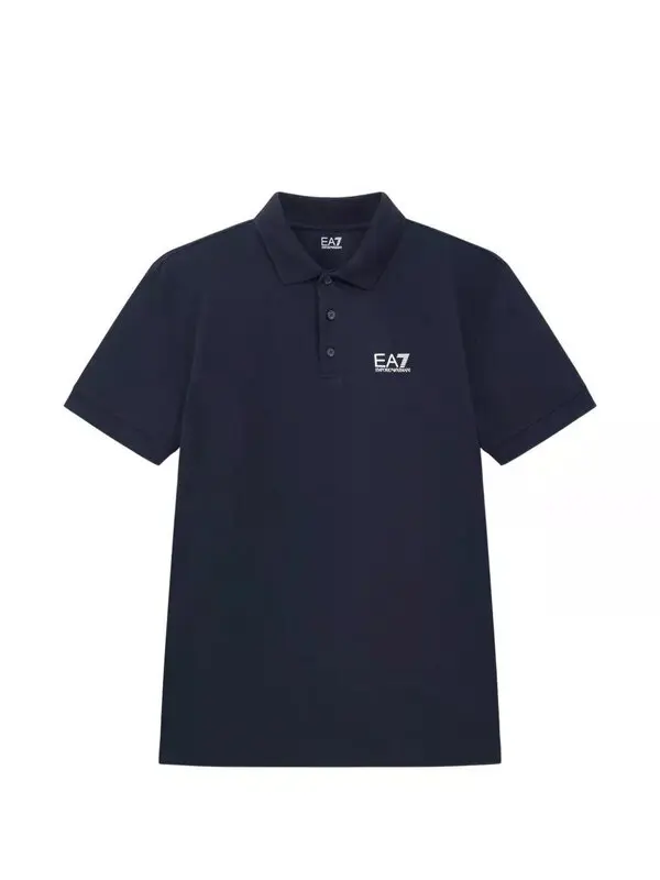 EA7 Stretch Polo In Cotton Jersey With Chest Logo Core Identity - Blue