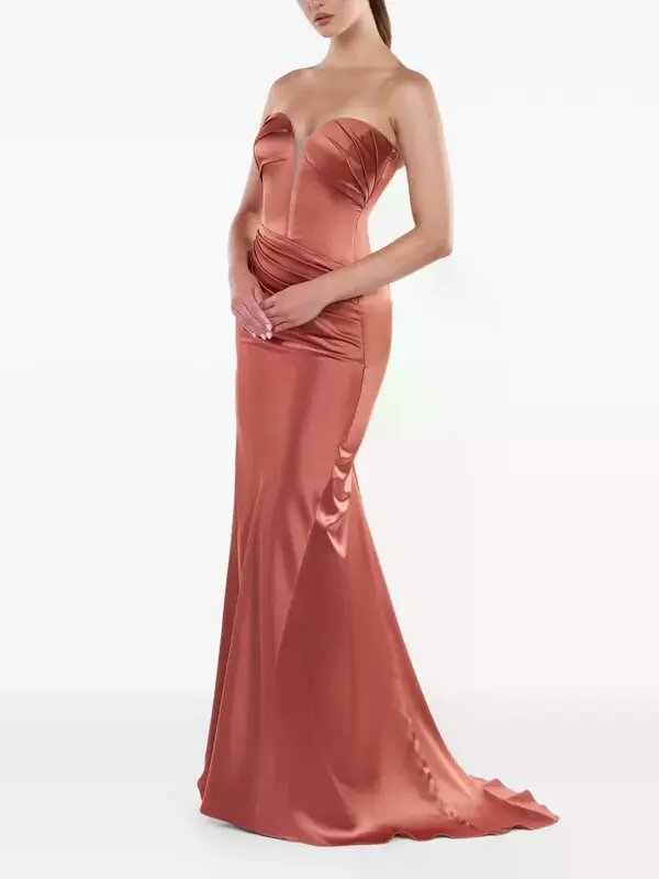 ARAFTU Pleated Lace-up Gown - Pink