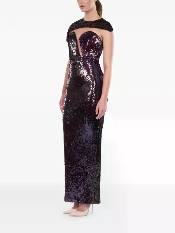 ARAFTU Sequin-embellished Cut-out Dress - Purple