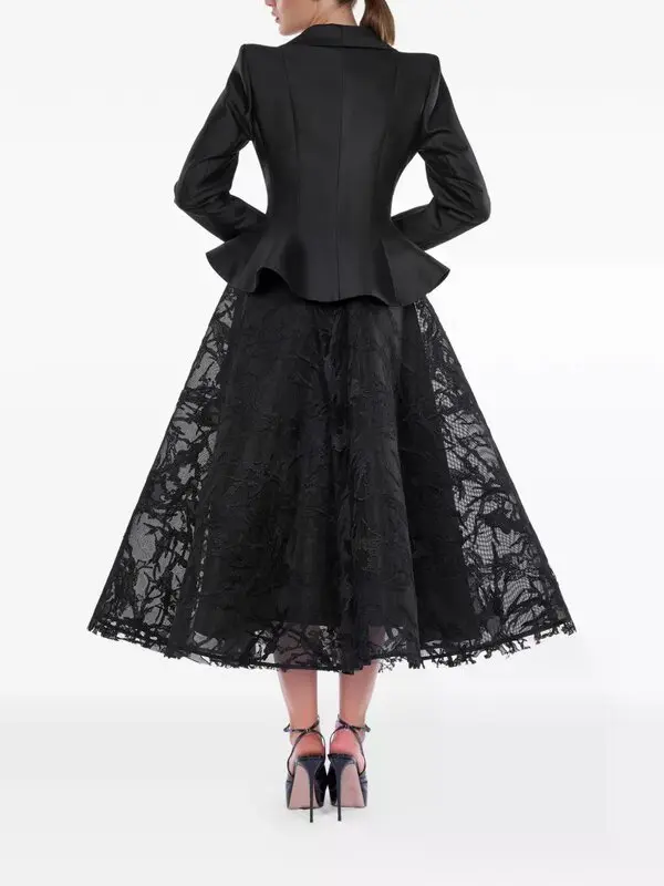 ARAFTU Lace-patterned Peplum Gown - Black