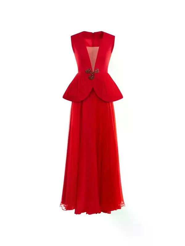 ARAFTU Pleated Peplum Dress