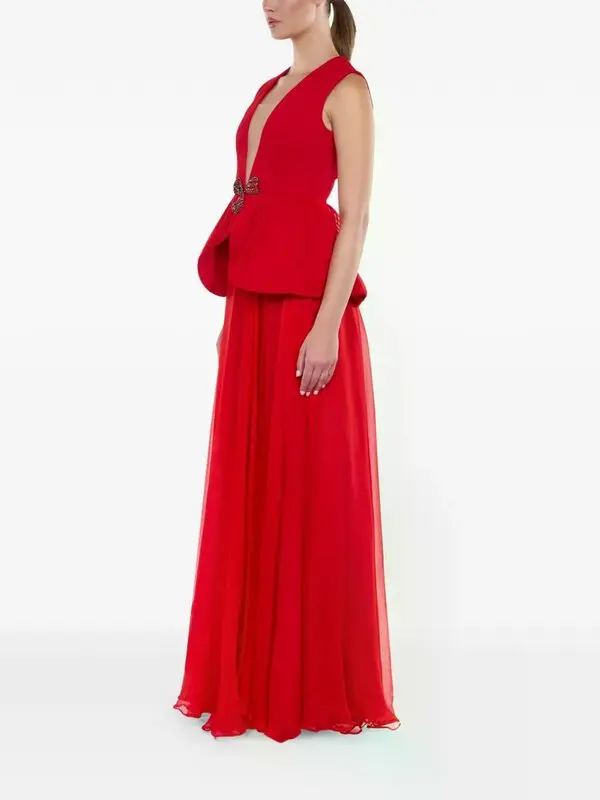 red peplum dress Lavish Cherry  COY online Designed to ensure the mother of the bride shines with confidence and grace Red Drape Peplum Dress