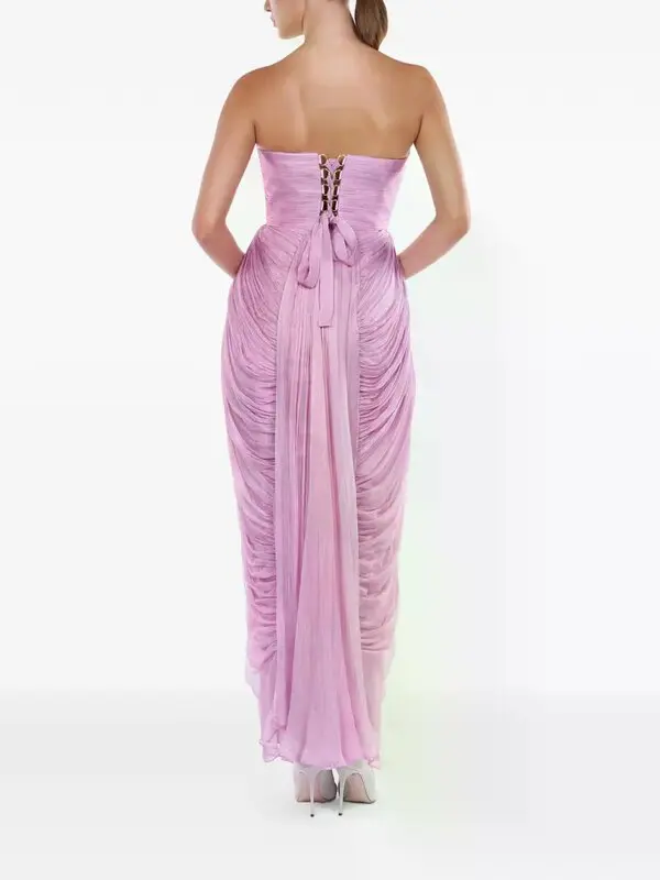 ARAFTU Plissé-effect Strapless Dress - Pink