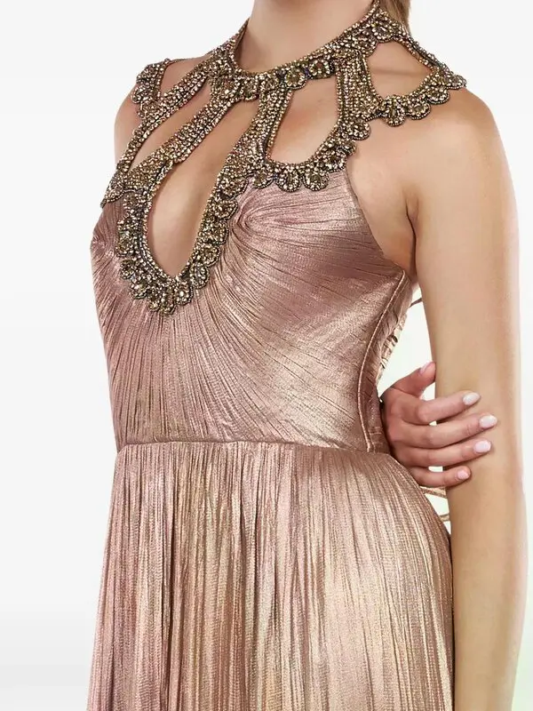 ARAFTU Crystal-embellished Plissé Gown
