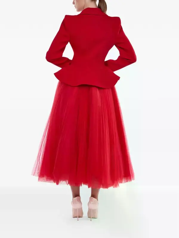 ARAFTU Peplum Tulle-panel Dress - Red