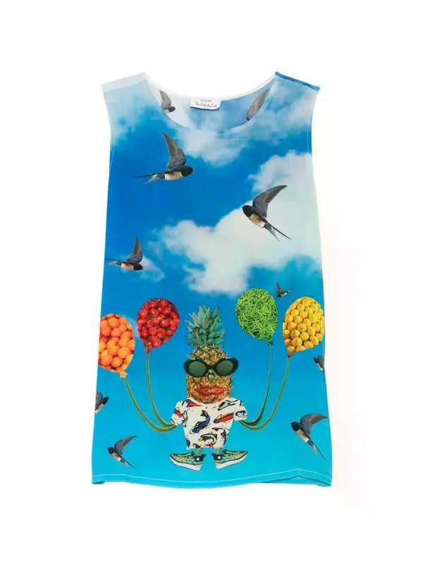The Artistylist Graphic-print Sleeveless Top - Blue