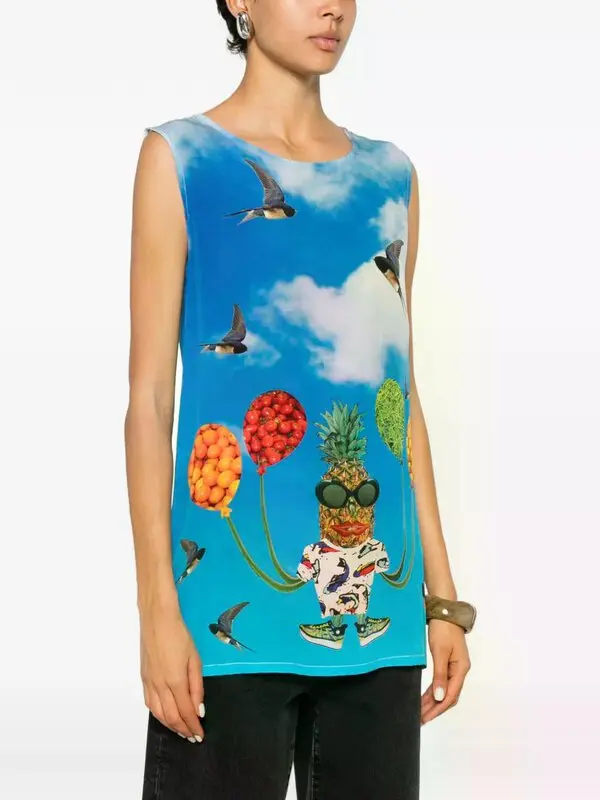 The Artistylist Graphic-print Sleeveless Top - Blue