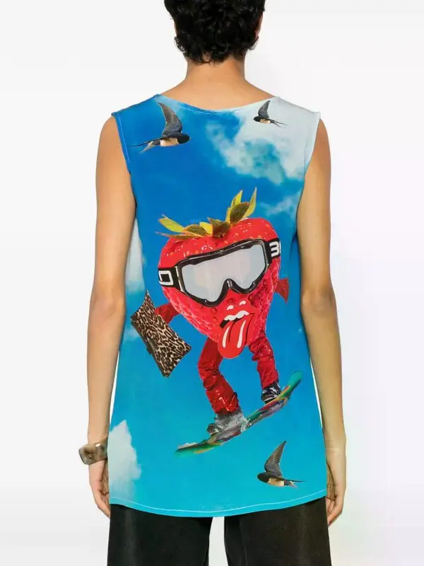 The Artistylist Graphic-print Sleeveless Top - Blue