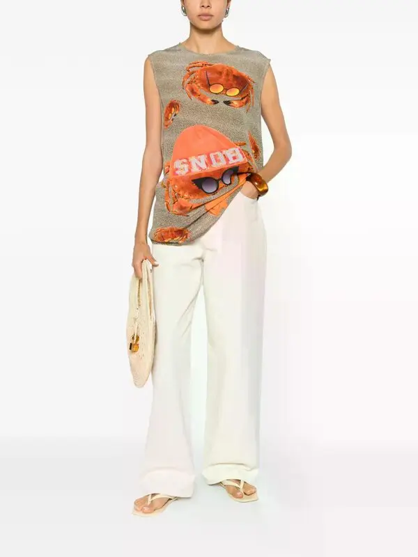 The Artistylist Crab-print Glitter-finish Top