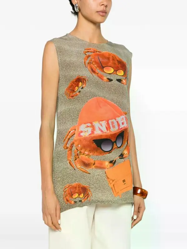 The Artistylist Crab-print Glitter-finish Top
