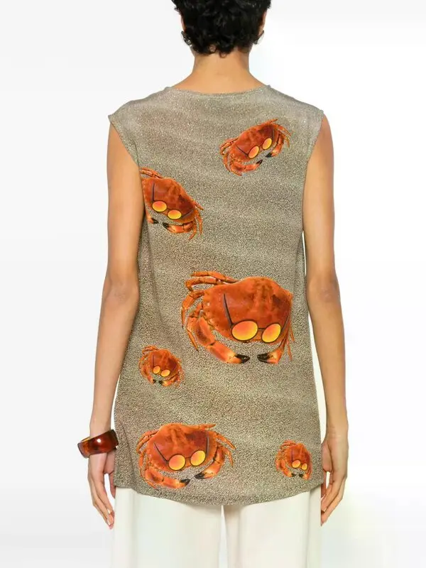 The Artistylist Crab-print Glitter-finish Top