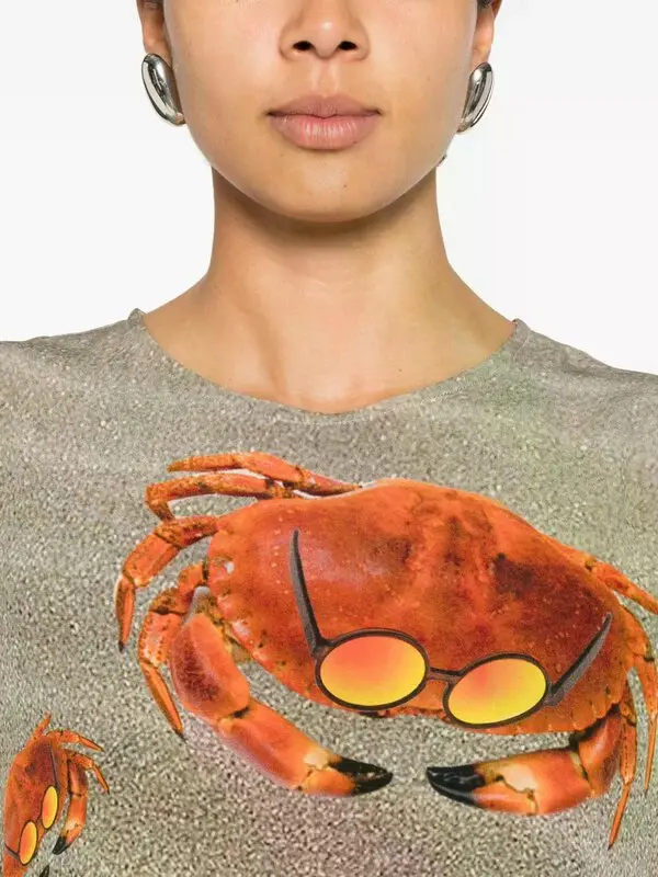The Artistylist Crab-print Glitter-finish Top