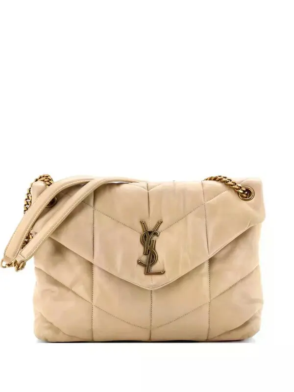 Saint Laurent Loulou Puffer Quilted Leather Medium Shoulder Bag - Neutrals
