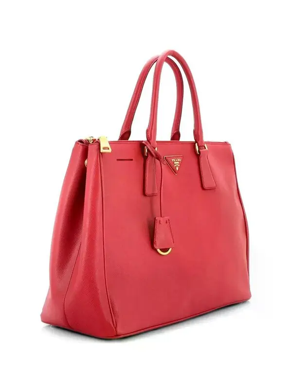 Prada Double Zip Lux Saffiano Leather Large Tote Bag - Red