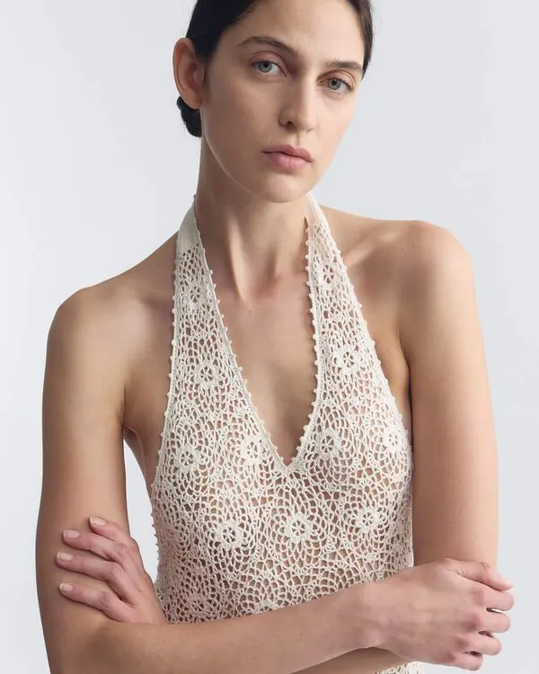 NILI LOTAN Eddie Knit Halter Maxi Dress