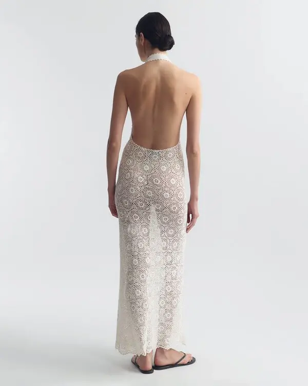 NILI LOTAN Eddie Knit Halter Maxi Dress