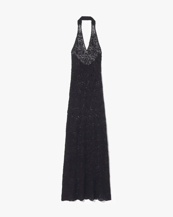 NILI LOTAN Eddie Knit Halter Maxi Dress