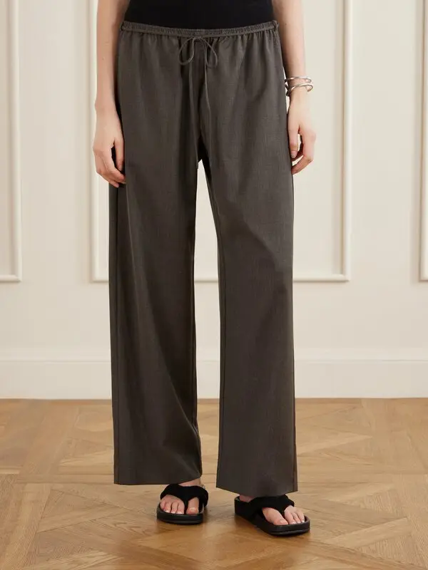 ST. AGNI Everyday Wool-blend Wide-leg Pants - Brown