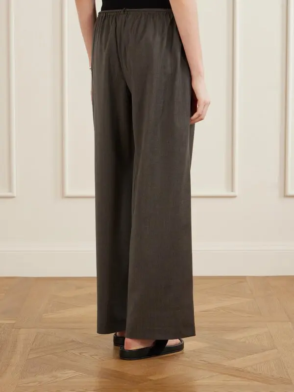 ST. AGNI Everyday Wool-blend Wide-leg Pants - Brown